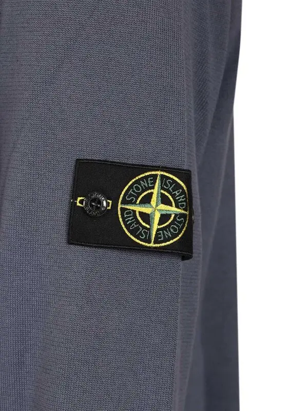 Stone Island Crew Neck Organic Cotton Sweater With Logo Patch - Gray