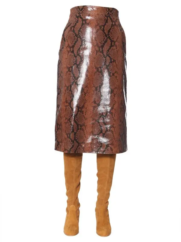 Dsquared2 Python Print High Waist Skirt - Brown