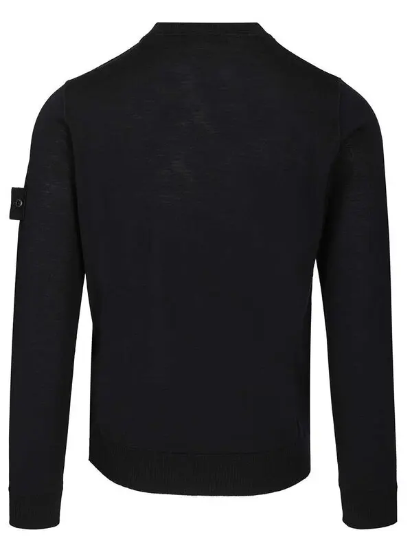 Stone Island Crew Neck Sweater In Pure Lightweight Wool - Blue