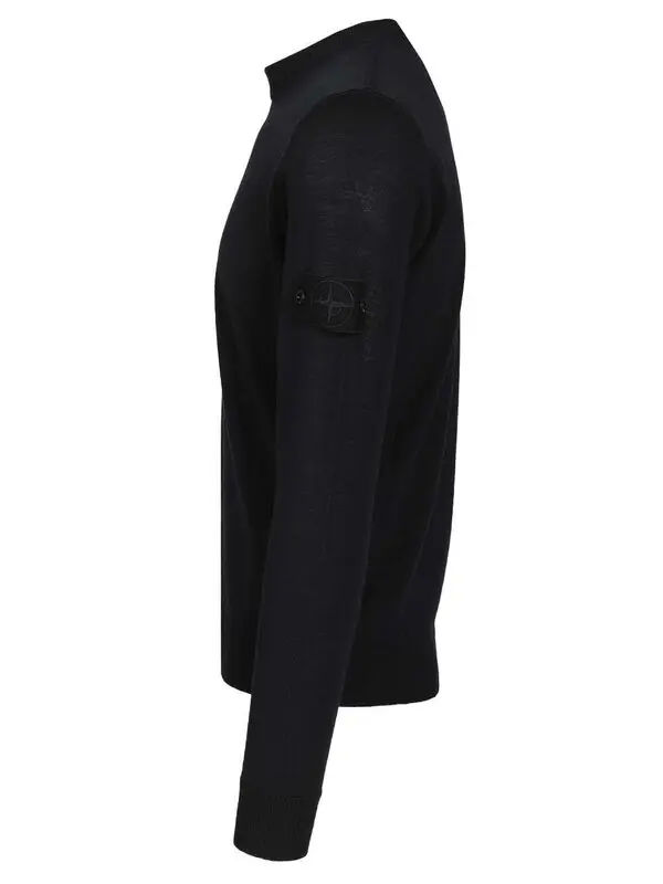 Stone Island Crew Neck Sweater In Pure Lightweight Wool - Blue