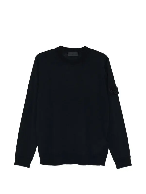 Stone Island Crew Neck Sweater In Pure Lightweight Wool - Blue