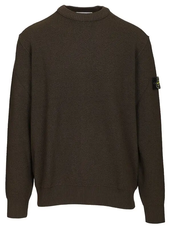 Stone Island Crew Neck Sweater In Pure Lightweight Wool - Gray