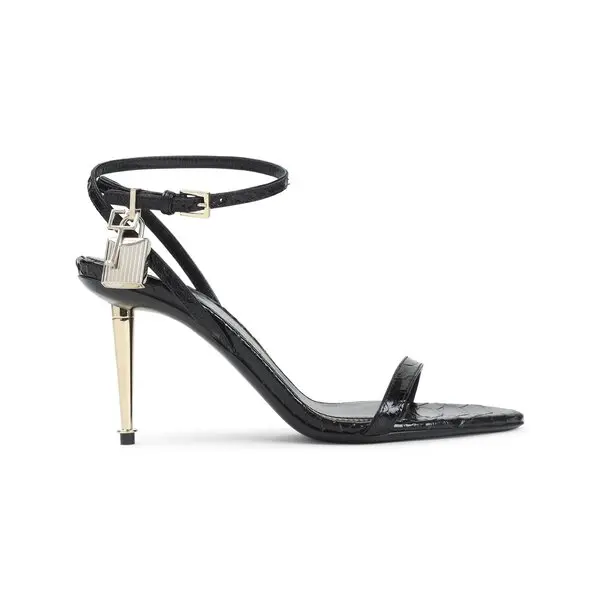 TOM FORD Semi Shiny Printed Python Sandals - Black