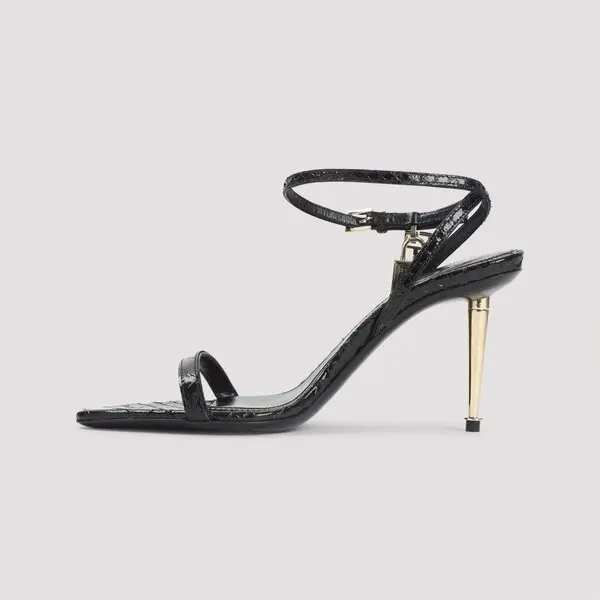 TOM FORD Semi Shiny Printed Python Sandals - Black