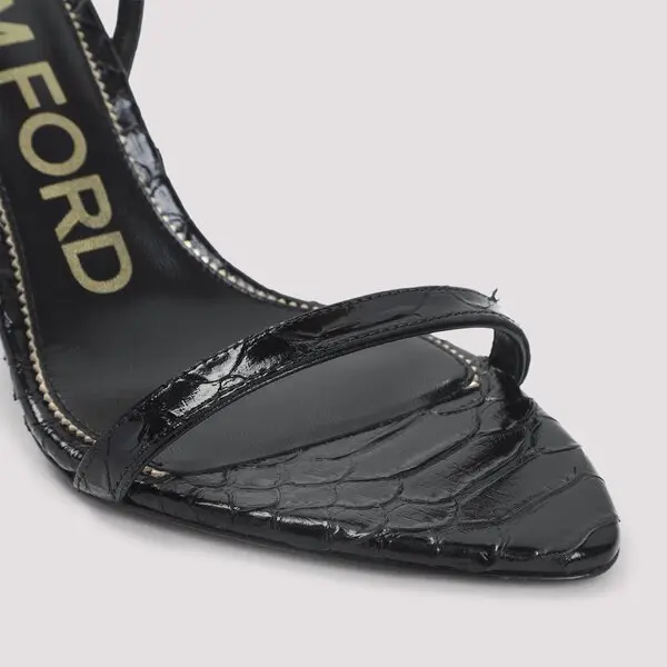 TOM FORD Semi Shiny Printed Python Sandals - Black