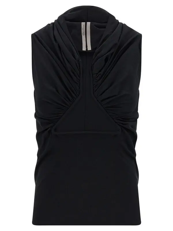 Rick Owens Jersey Ss Prong Stretch Top - Black