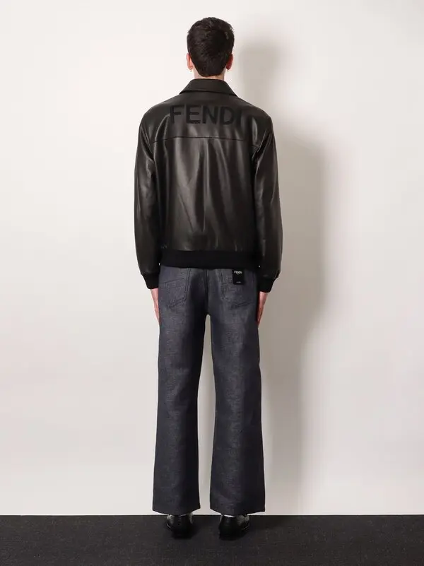 Fendi Leather Jacket With Embroidered Logo