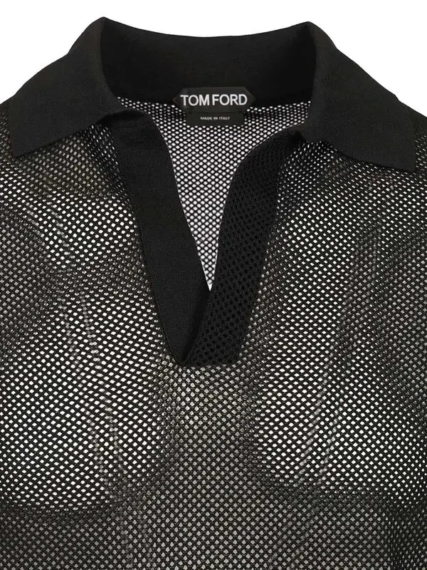 TOM FORD Knitted Polo Shirt - Black