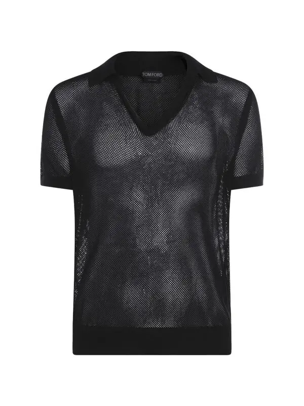 TOM FORD Knitted Polo Shirt - Black