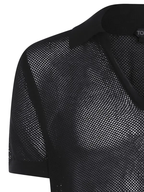 TOM FORD Knitted Polo Shirt - Black