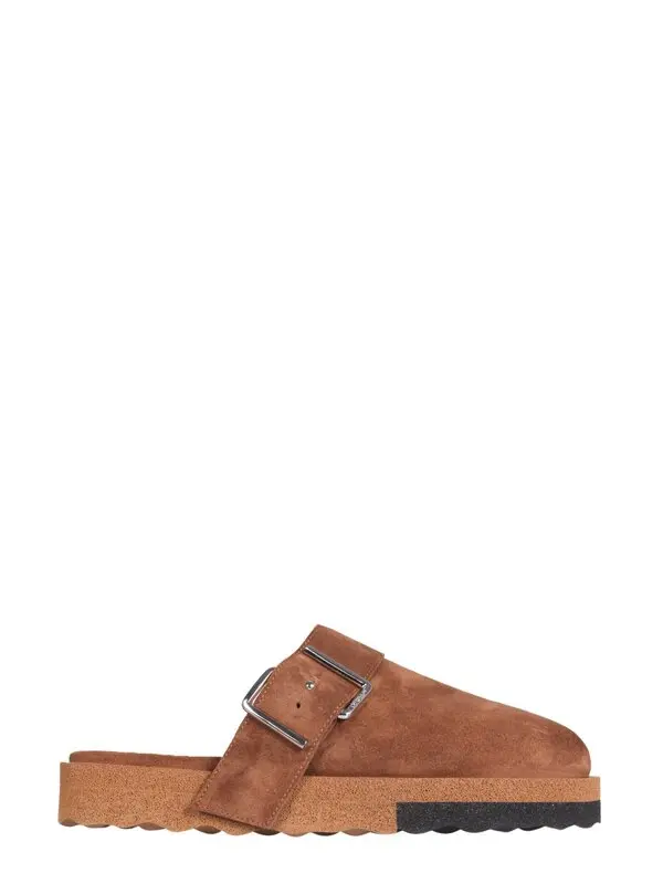 Off-White Suede Buckled Comfort Slippers