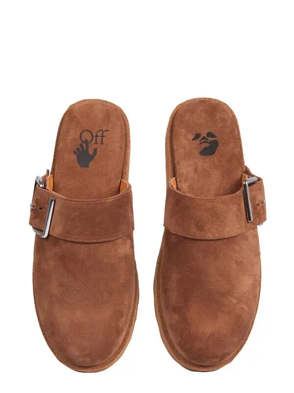 Off-White Suede Buckled Comfort Slippers