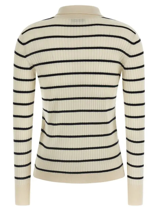 Max Mara Striped Ribbed Cashmere And Silk Blend Polo Shirt - Blue