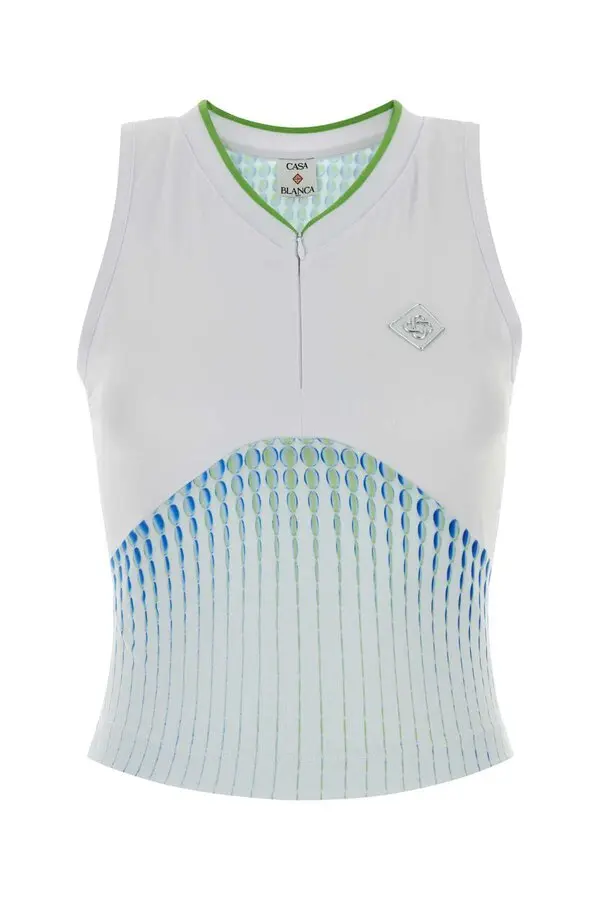 Casablanca Stretch Jersey Top With Polka Dot Print - Multicolor