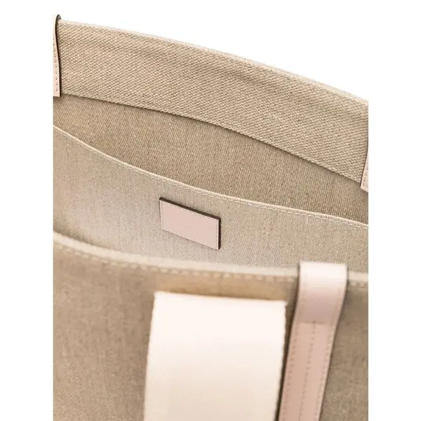 Chloé Linen Woody Tote Bag With Leather Trim - Cream