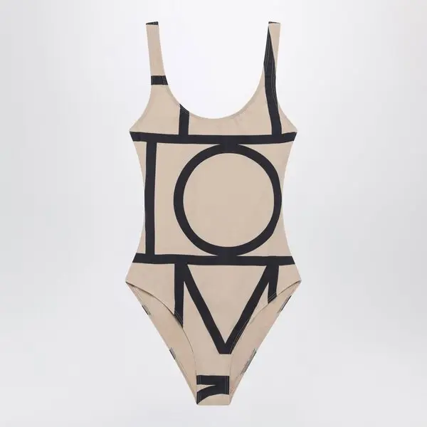 TOTEME Beige Swimsuit With Monogram - Cream