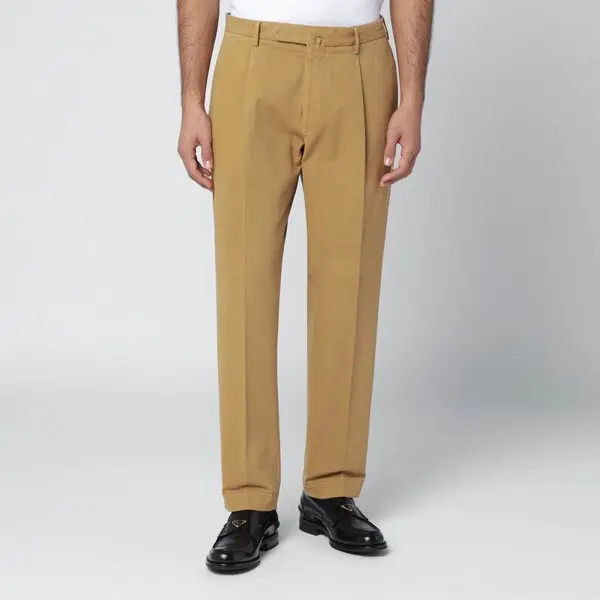 SANTANIELLO Ochre Cotton And Cashmere Trousers - Yellow