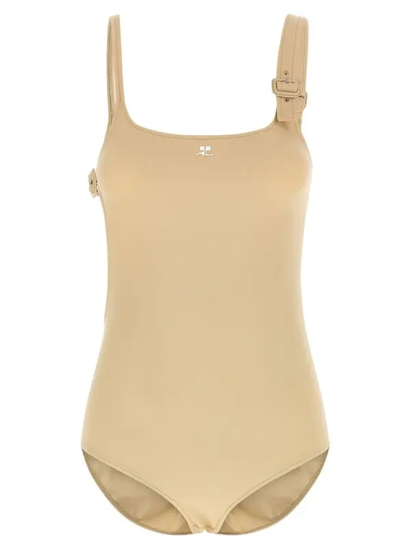 COURREGES Courrèges Asymmetrical Cut-out Bodysuit - Cream