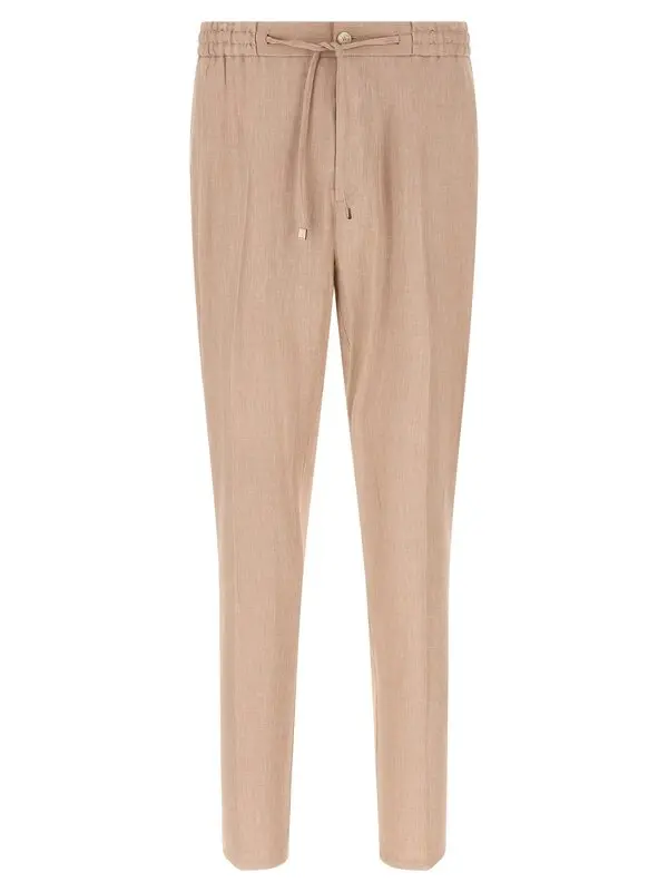 Etro Flamed Linen Blend Twill Joggers - Cream