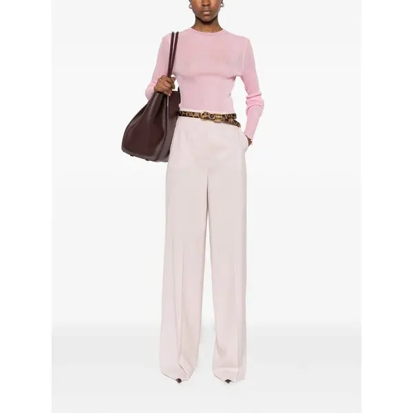 Max Mara Pale Silk Tailored Wide-leg Trousers - Pink
