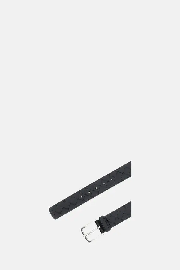 Bottega Veneta Black Leather Intrecciato Belt