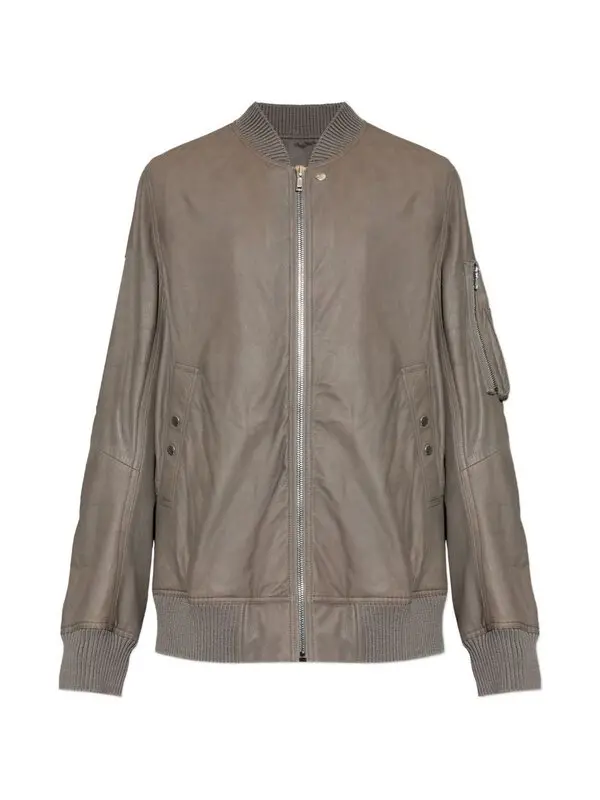 Rick Owens Lambskin Aviator Leather Jacket - Cream