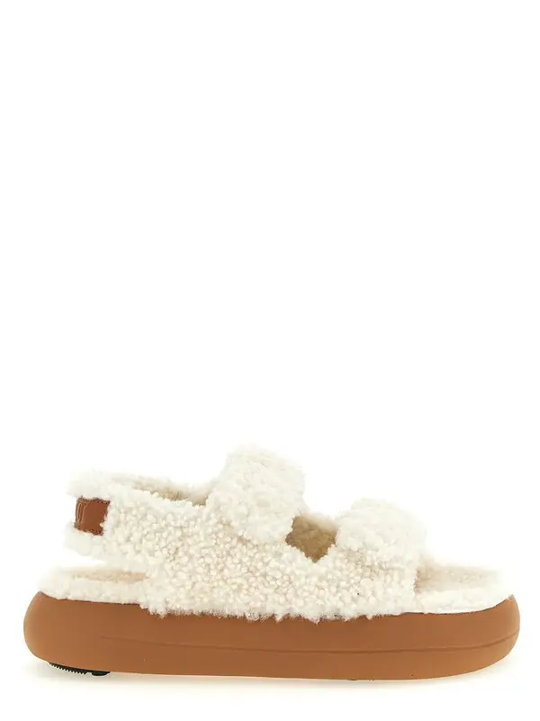 Moon Boot Shearling Sandals - White
