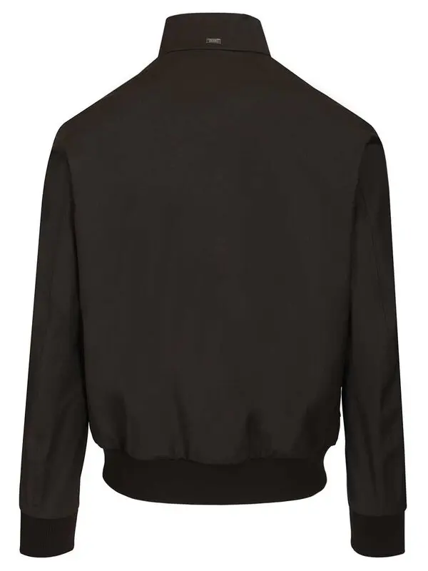 Herno Pure Wool Bomber Jacket With High Neck And Flap Pockets - Brown
