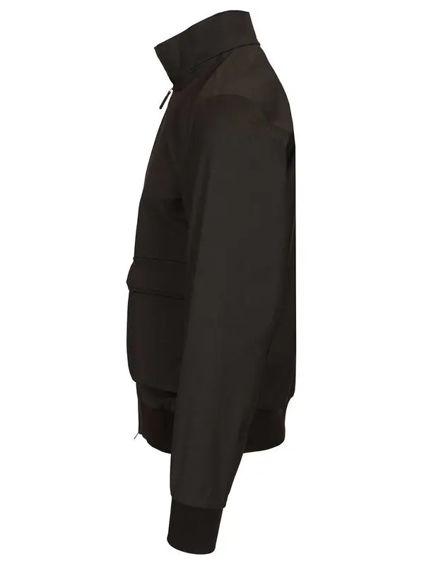 Herno Pure Wool Bomber Jacket With High Neck And Flap Pockets - Brown