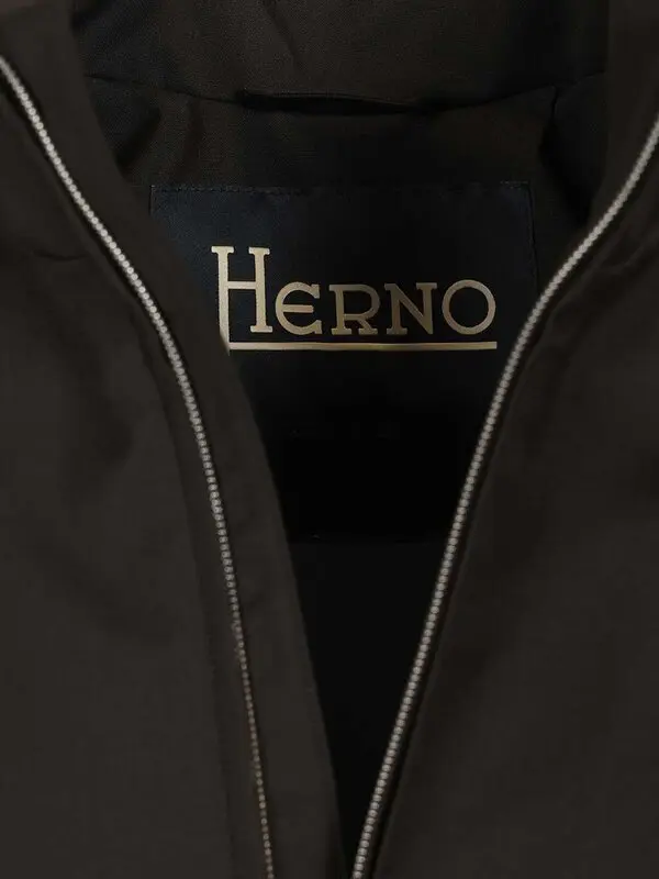 Herno Pure Wool Bomber Jacket With High Neck And Flap Pockets - Brown