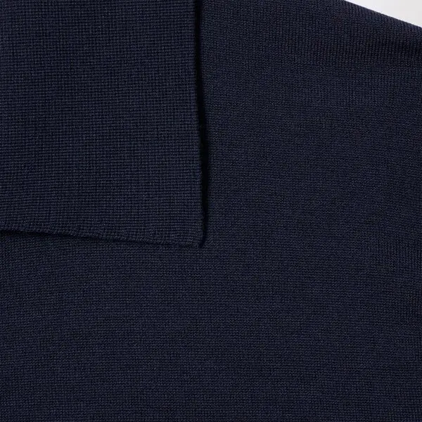 Gucci Dark Wool Knit Polo With Gg Embroidery