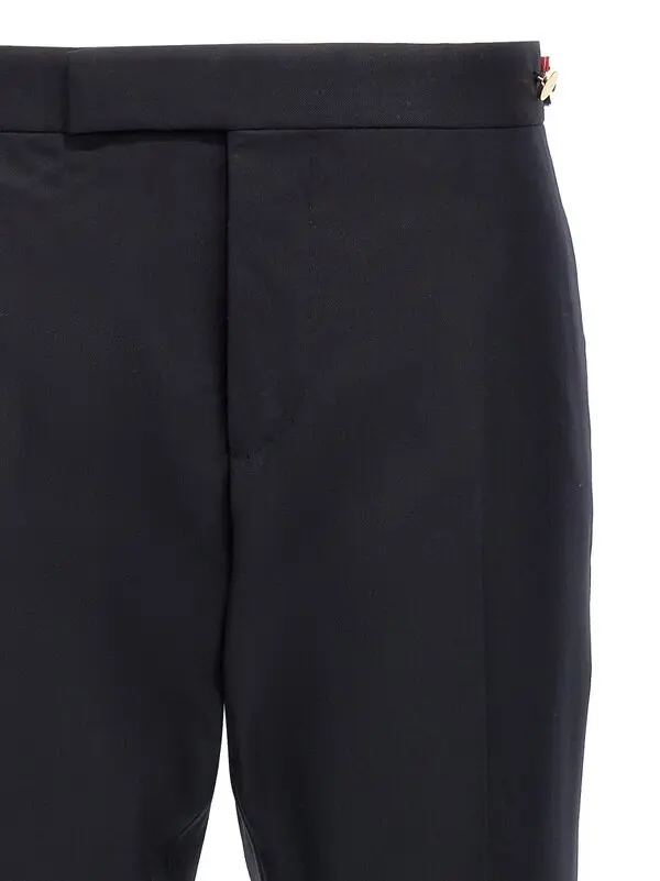 Thom Browne Wool Twill Low Rise Straight Leg Trousers - Blue