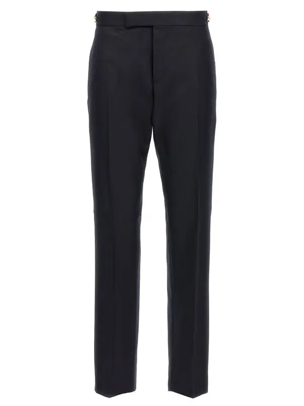Thom Browne Wool Twill Low Rise Straight Leg Trousers - Blue