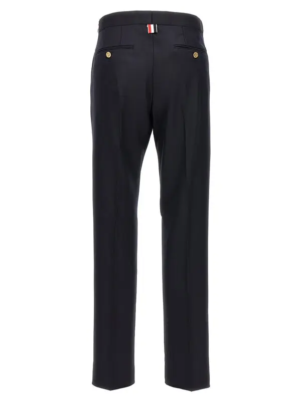 Thom Browne Wool Twill Low Rise Straight Leg Trousers - Blue