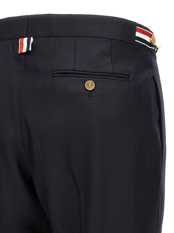 Thom Browne Wool Twill Low Rise Straight Leg Trousers - Blue
