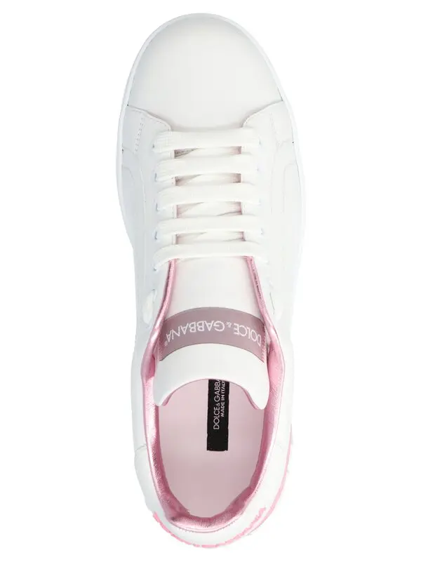 Dolce & Gabbana Portofino Calfskin Leather Lace-up Sneakers - Pink