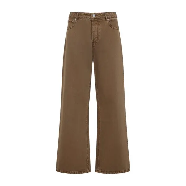 AMI Paris Large Fit Wide Leg Jeans - Brown