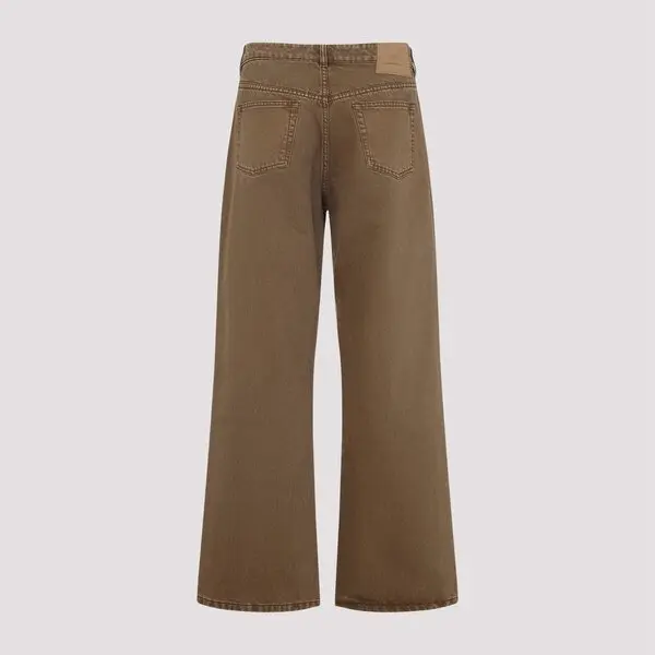 AMI Paris Large Fit Wide Leg Jeans - Brown