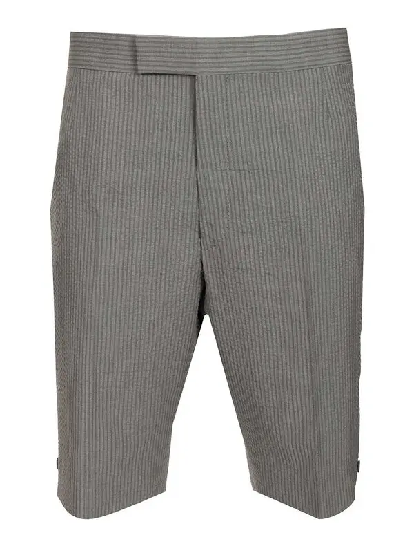 Thom Browne Seersucker Wool Bermuda Shorts - Gray