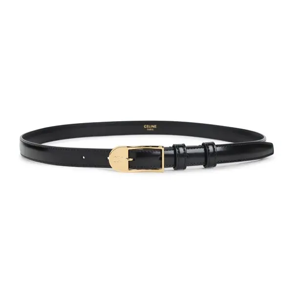 Celine Taurillon Leather Belt With Triomphe Buckle - Black
