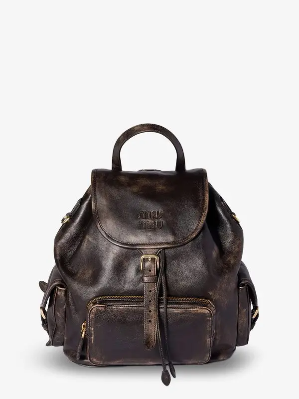 Miu Miu Distressed Leather Backpack