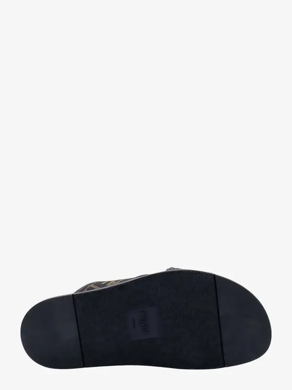 Fendi Ff Jacquard Fabric Sandals With Embroidered Logo