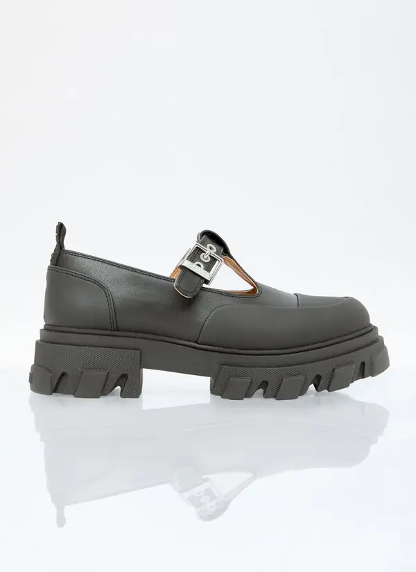 GANNI Cleated Mary-jane Shoes - Black