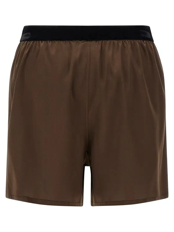 TOM FORD Silk Satin Pajama Shorts With Velvet Logo Detail