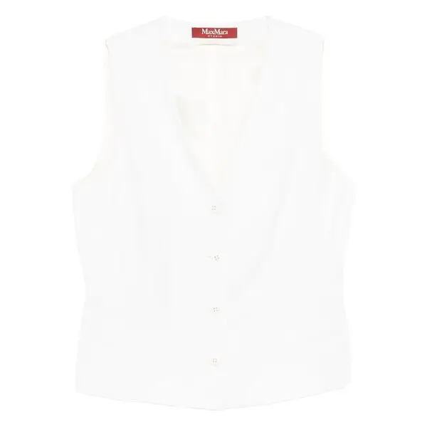 Max Mara Off-white Wool V-neck Waistcoat - Cream