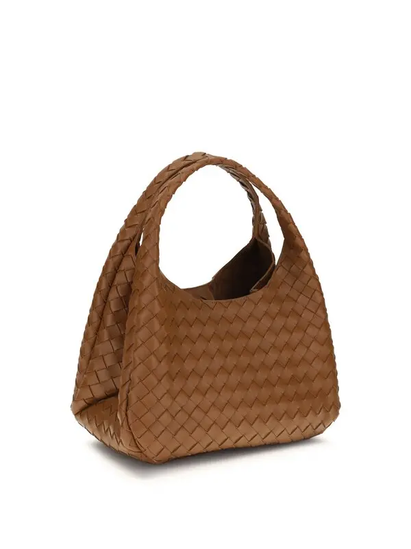 Bottega Veneta Campana Intrecciato Leather Shoulder Bag - Brown