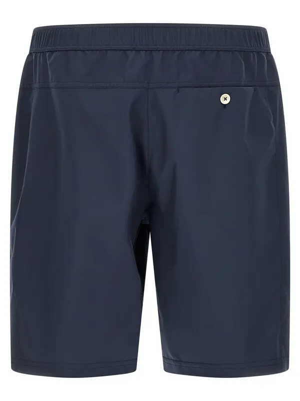 Brunello Cucinelli Nylon Bermuda Shorts With Emblem - Blue