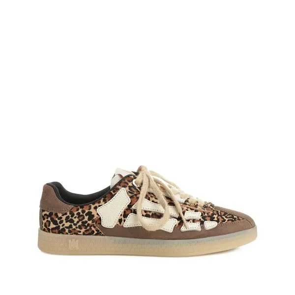 Amiri Leopard Print Bone Detail Low Top Sneakers - Brown