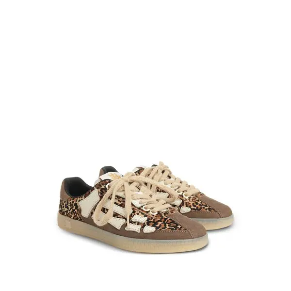 Amiri Leopard Print Bone Detail Low Top Sneakers - Brown