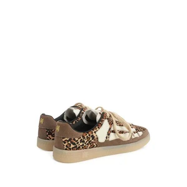 Amiri Leopard Print Bone Detail Low Top Sneakers - Brown